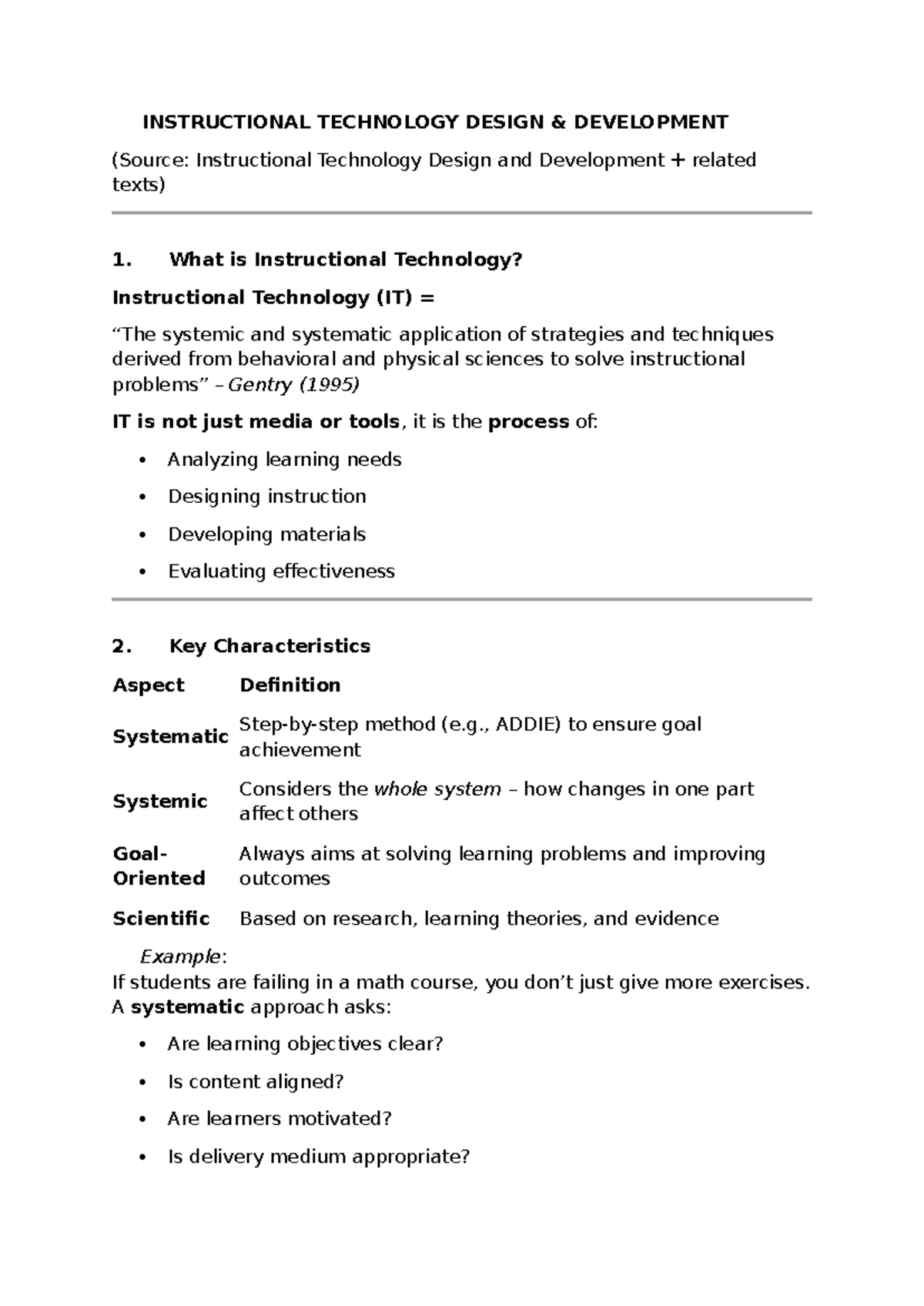 ITDD 101: Exam Notes on Instructional Technology Design & Development ...