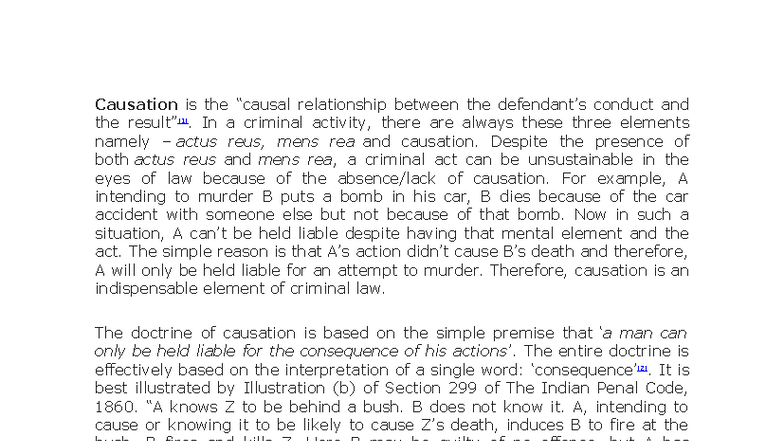 Causation in Criminal Law: Key Concepts and Case Studies - Studocu