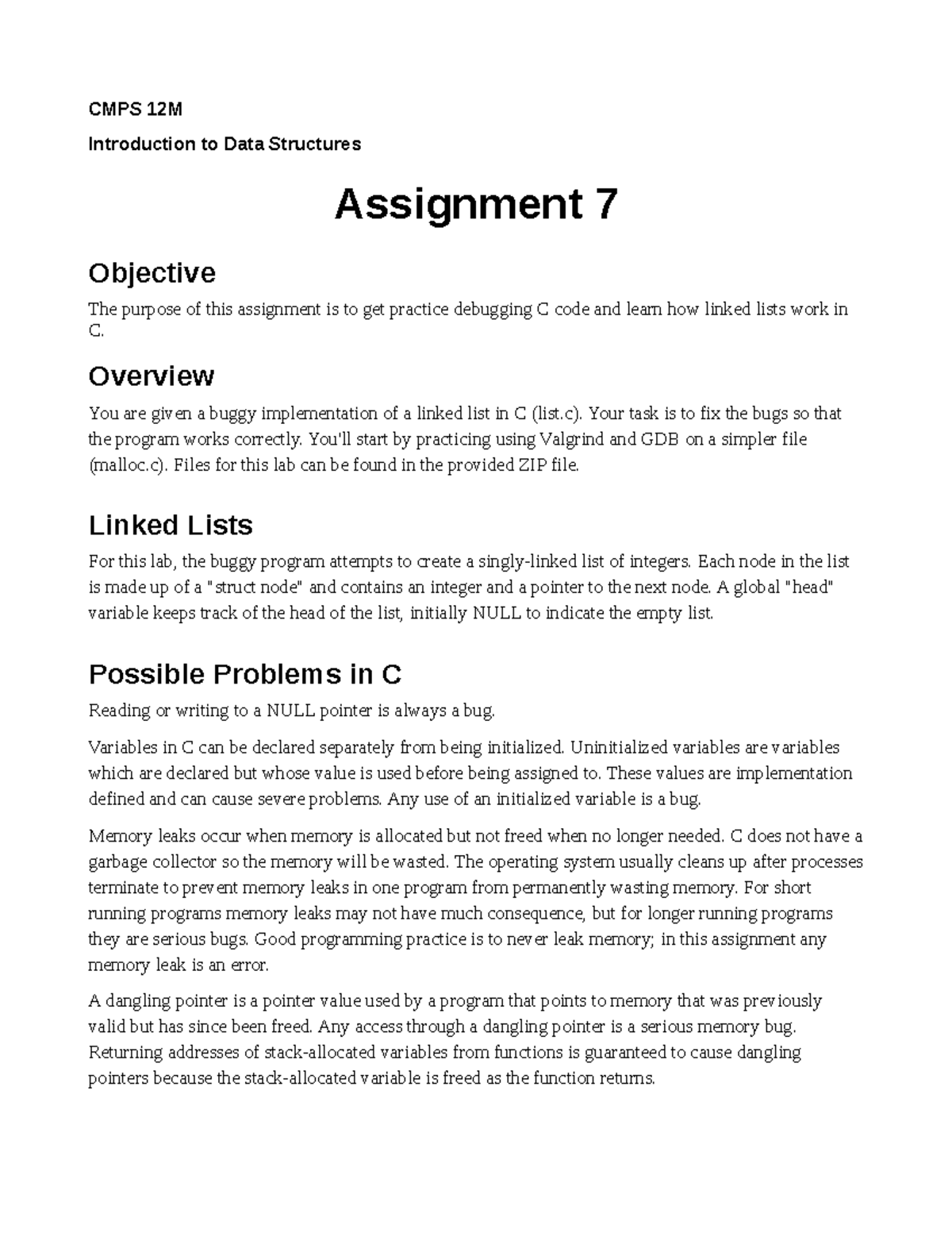 Programming Assignment 7 - CMPS 12M Introduction to Data Structures ...