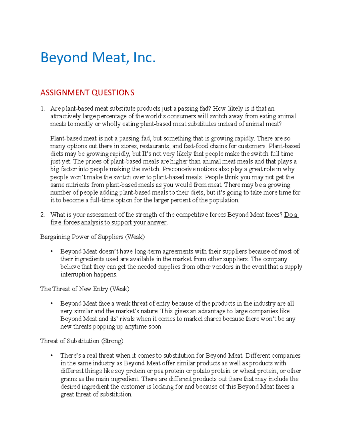 Beyond Meat Case Study: Competitive Analysis & Strategic ...