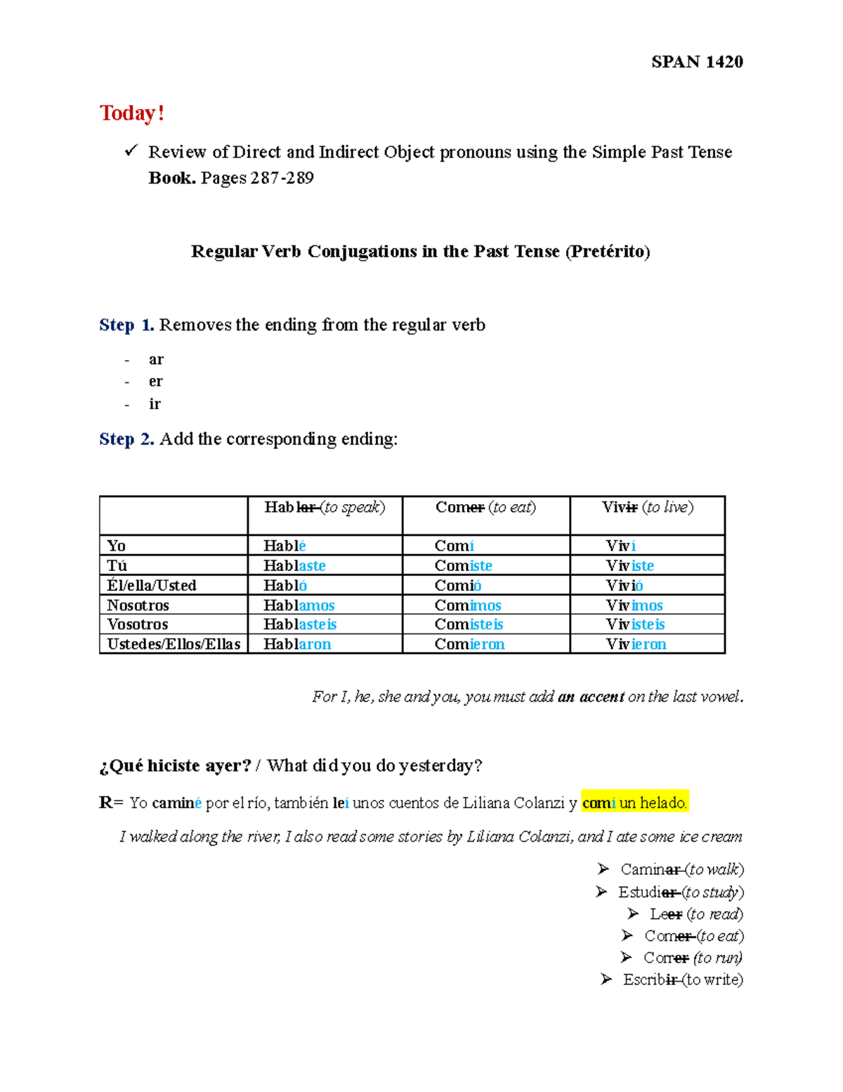 SPAN 1420: Overview of Direct & Indirect Object Pronouns - Studocu