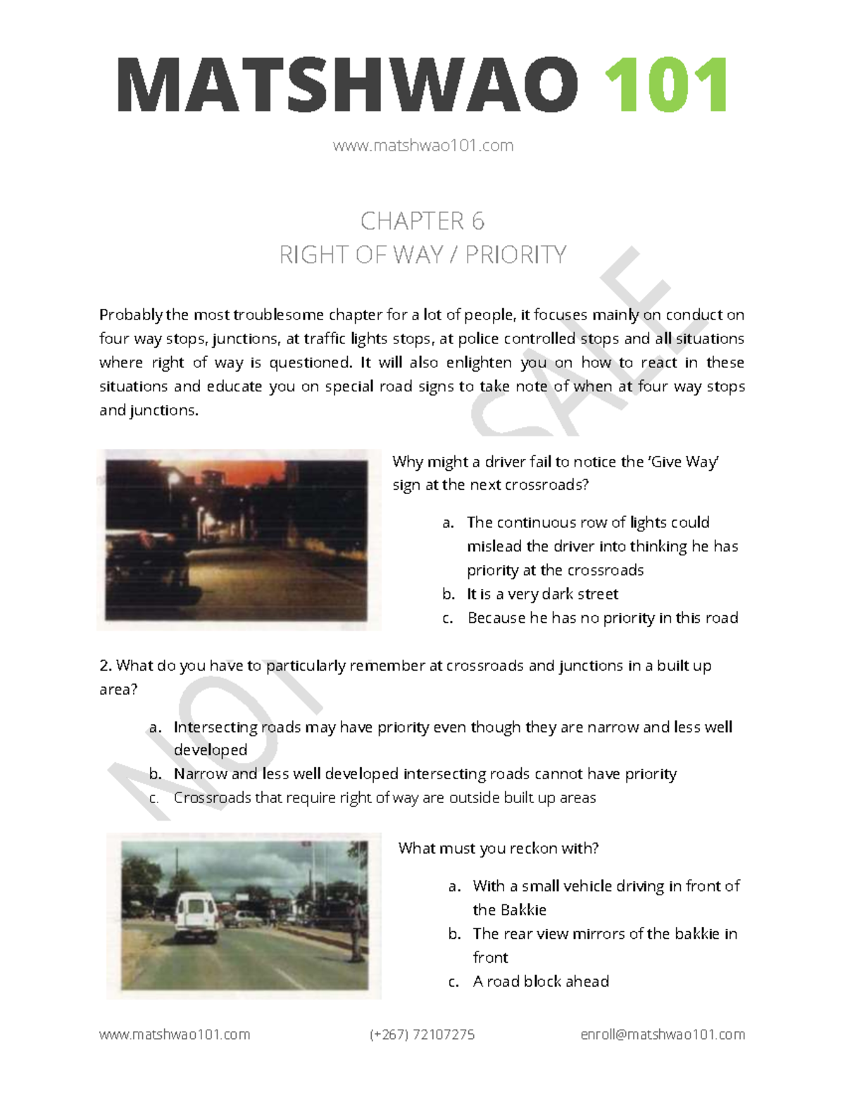 MATSHWAO 101 CHAPTER 6: RIGHT OF WAY PRIORITY EXPLAINED - Studocu