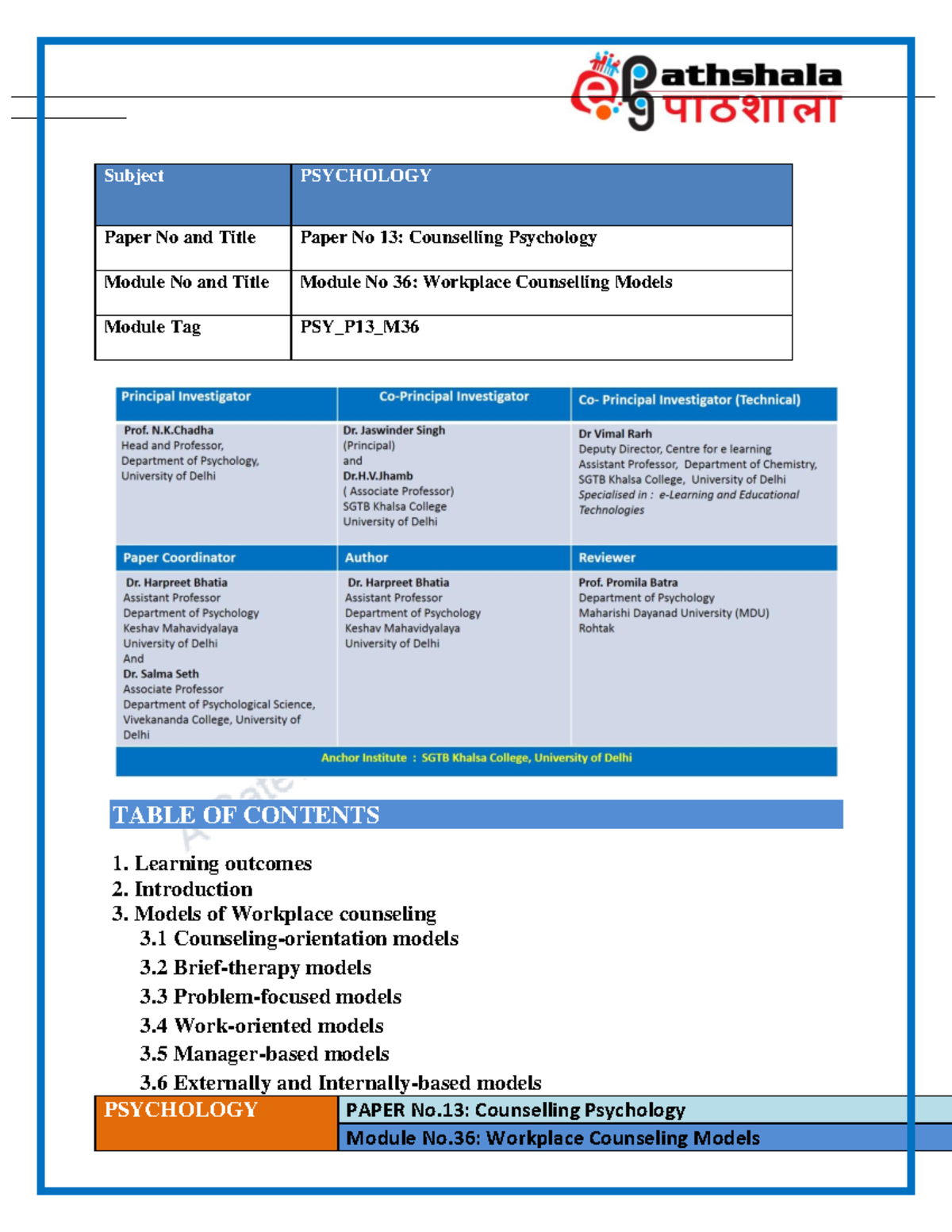 Workplace Counseling Models: Insights from PSY_P13_M Course Document ...