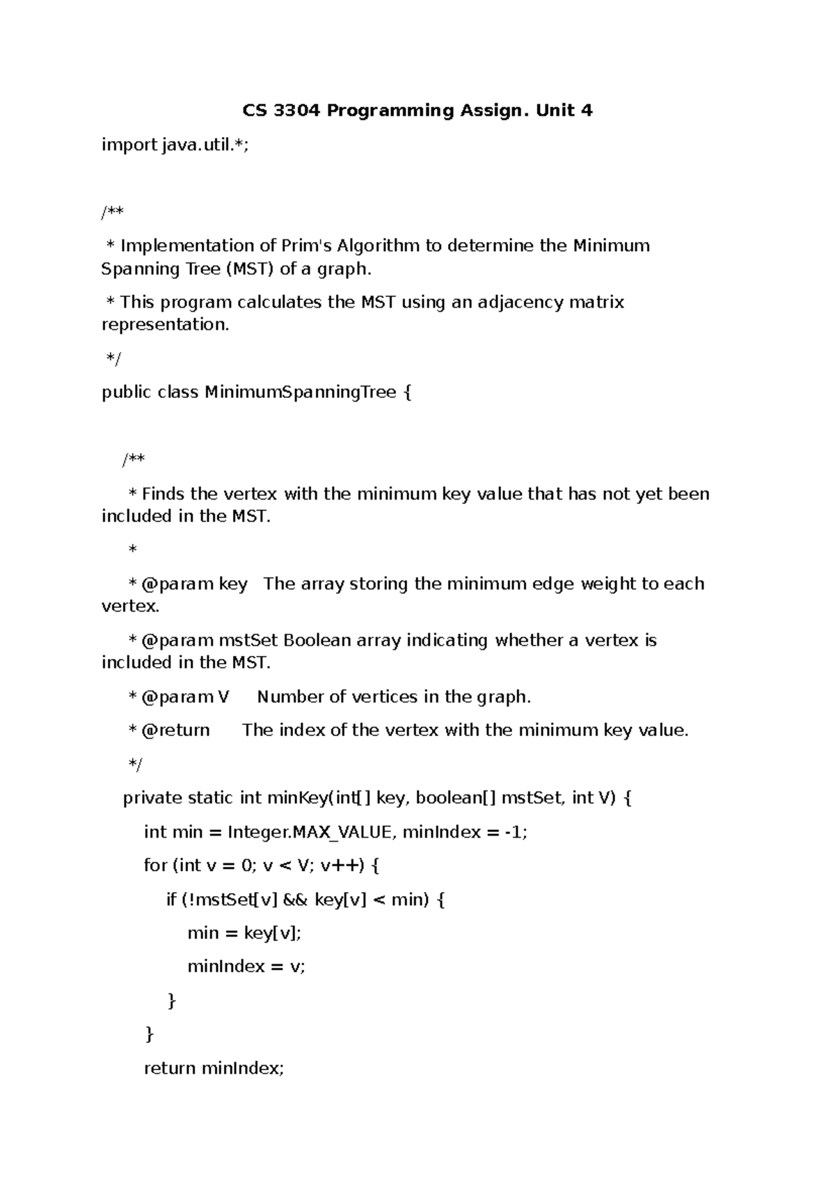 CS 3304 Programming Assign. Unit 4 - CS 3304 Programming Assign. Unit 4 import java.*; /** - Studocu