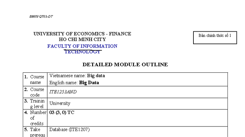 Big Data Syllabus ITE1253AND - Course Overview and Learning Outcomes ...