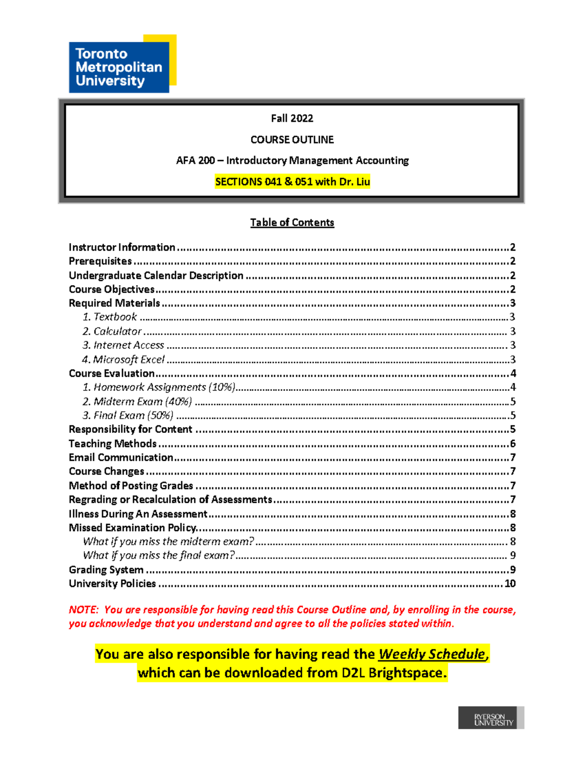 AFA 200 - Introductory Management Accounting Course Outline 2023 - Studocu