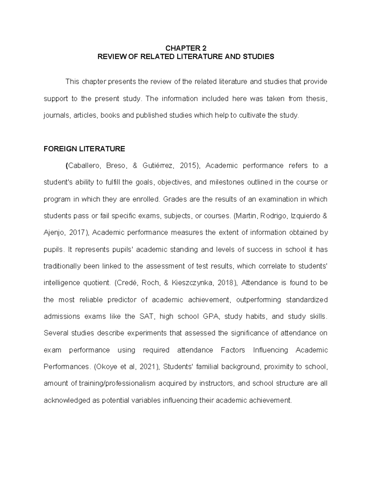 Chapter 2 RRL: Factors Impacting Academic Performance of Students - Studocu