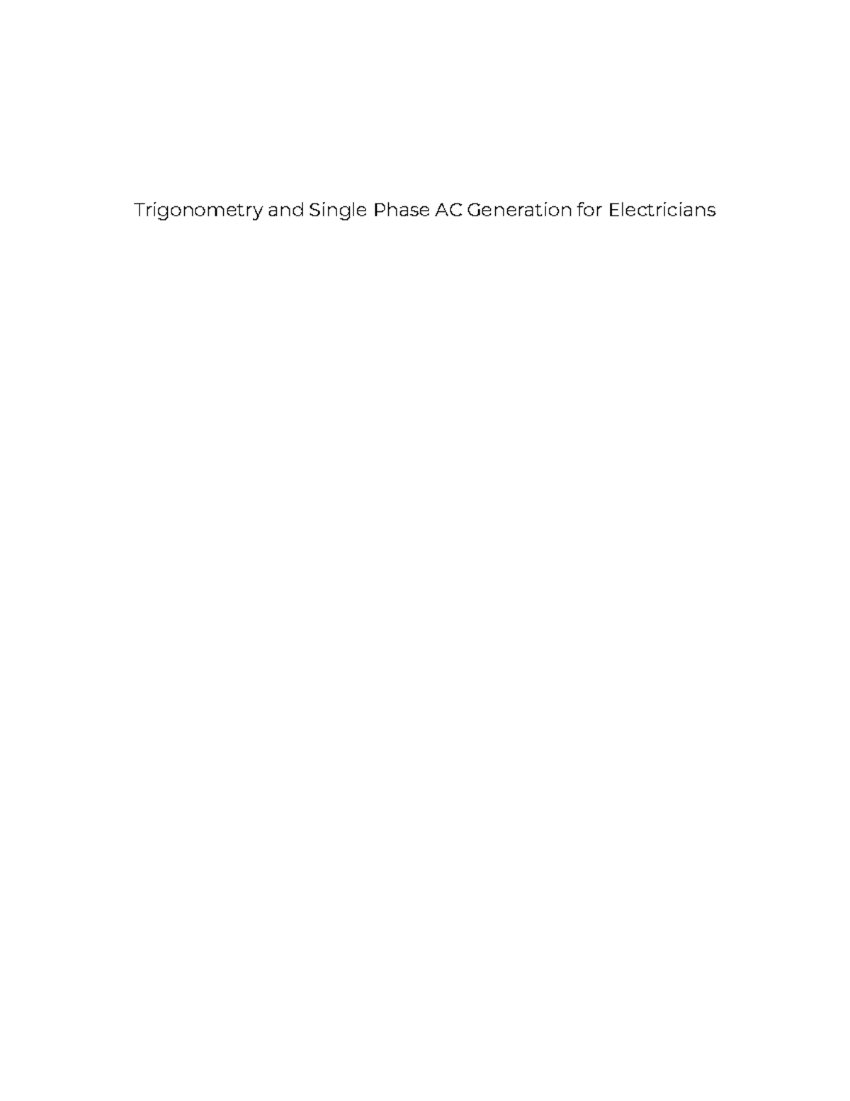 Trigonometry & Single Phase AC Generation for Electricians (BCIT) - Studocu