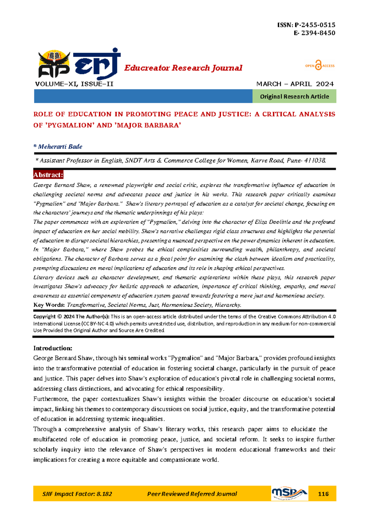 Articles 21 - N/A - E- 2394 - 8450 ERJ Educreator Research Journal ...