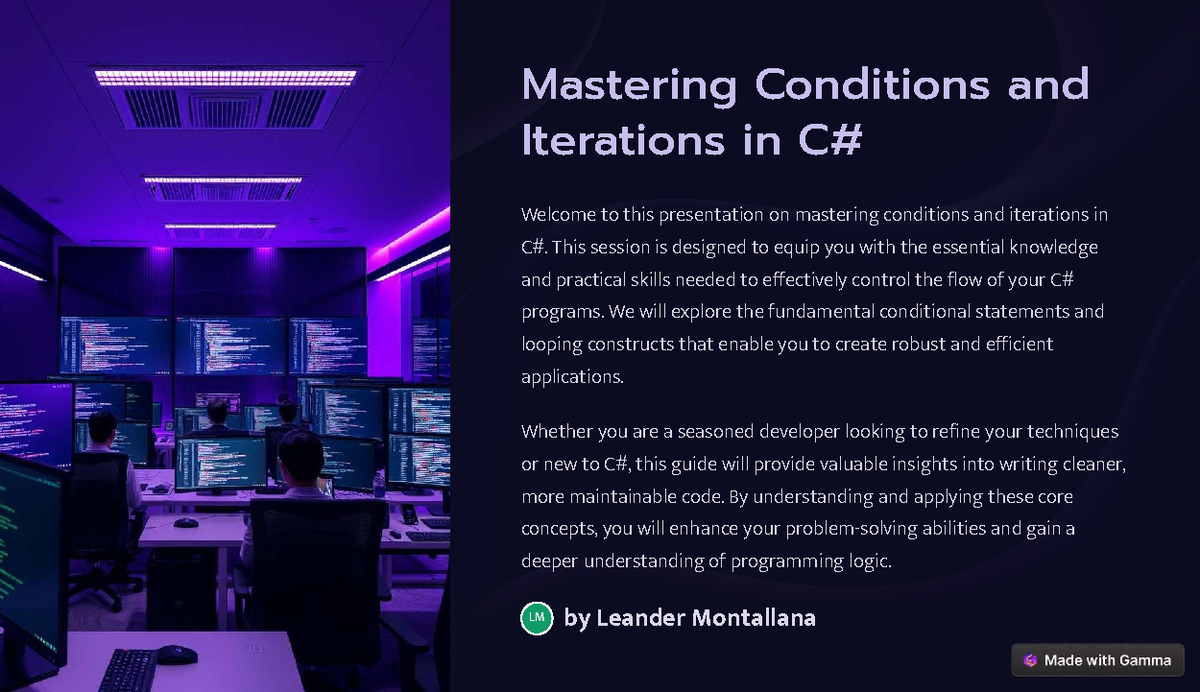Mastering Conditions and Iterations in C Programming - Studocu