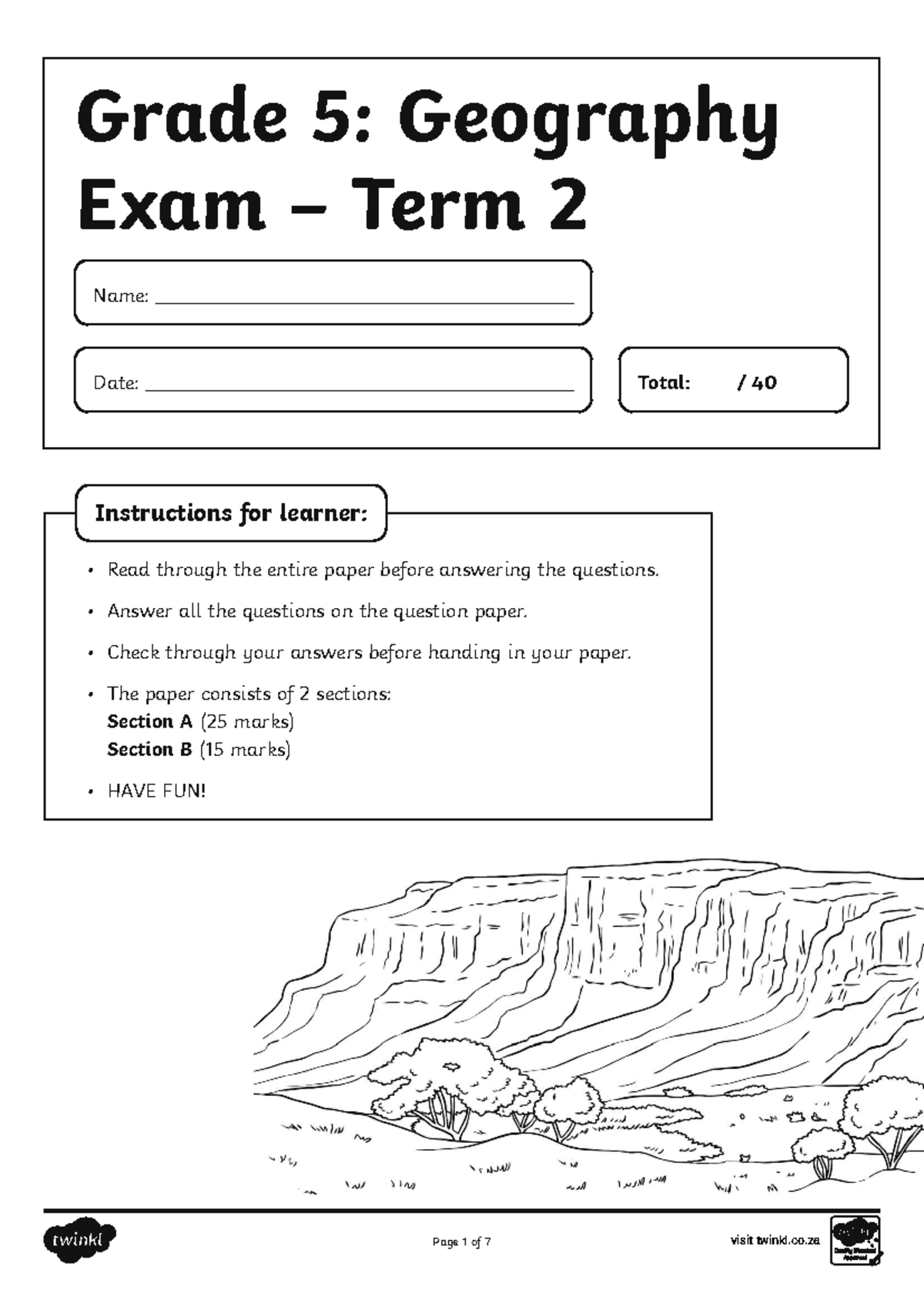 Grade 5 Geography Exam Term 2: Comprehensive Study Guide - Studocu