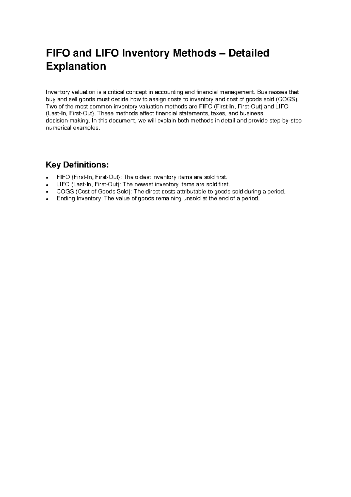 FIFO and LIFO Inventory Methods Explained: A Detailed Guide - Studocu