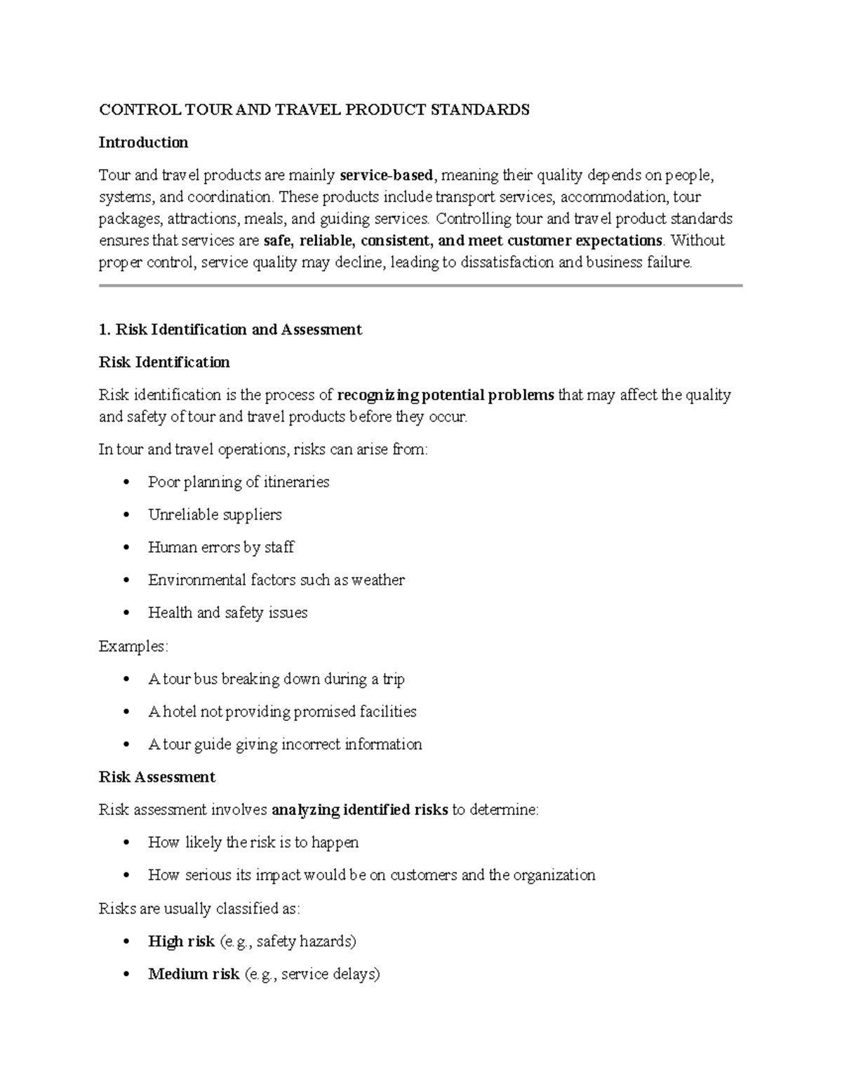 Control of Tour and Travel Product Standards: Quality Assurance Guide ...