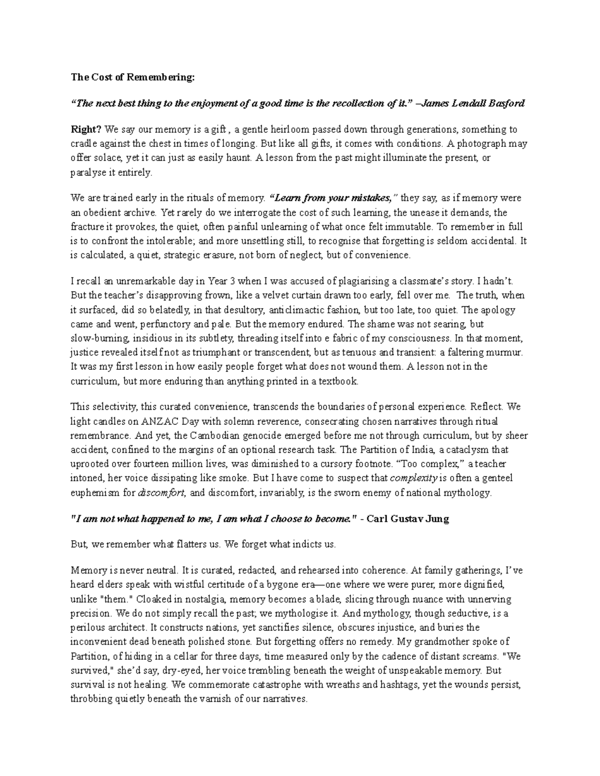 MOD C Discursive: The Complexities of Memory and Identity - Studocu