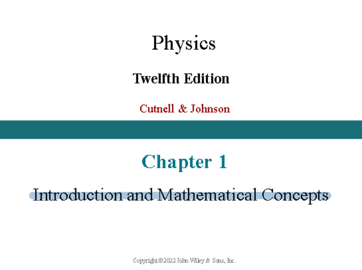 Physics 101: Chapter 1 - Intro & Math Concepts Summary - Studocu