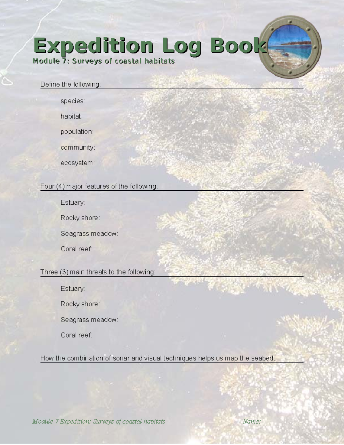 Log Book 7 Ocean Science - Expedition Log BookExpedition Log Book ...