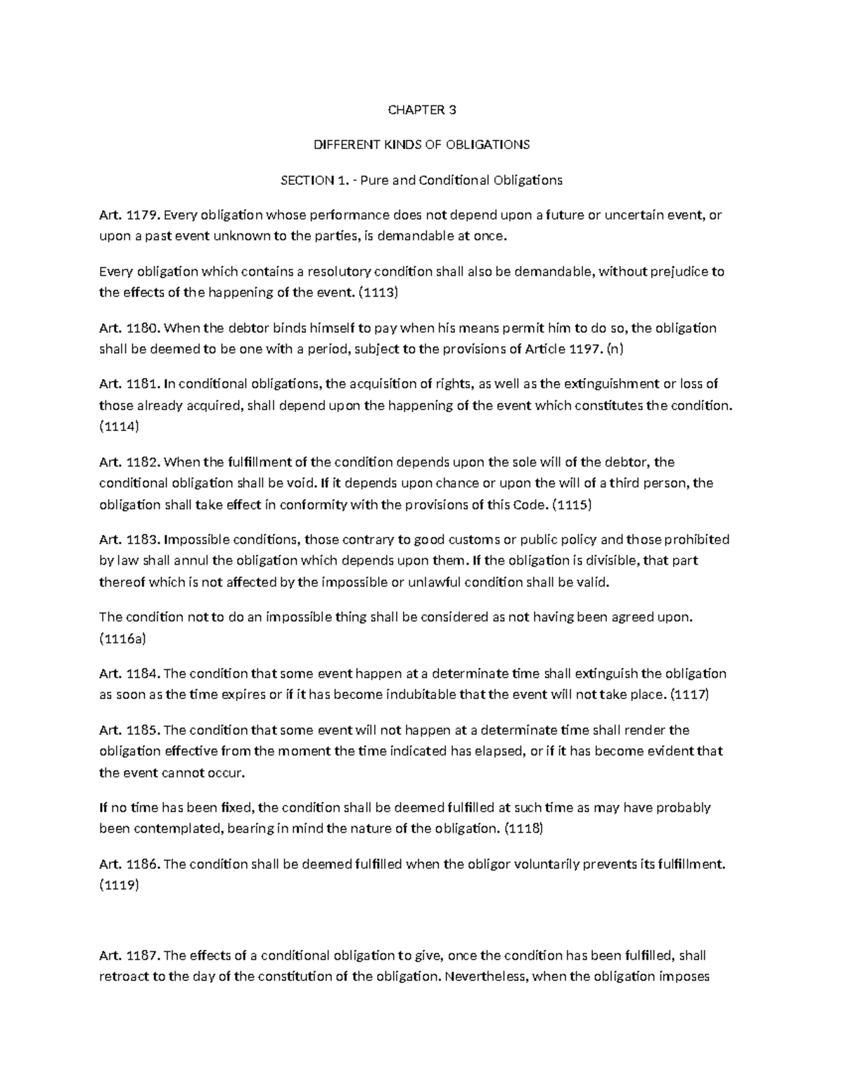 Chapter 3- Oblicon - Okay - CHAPTER 3 DIFFERENT KINDS OF OBLIGATIONS ...