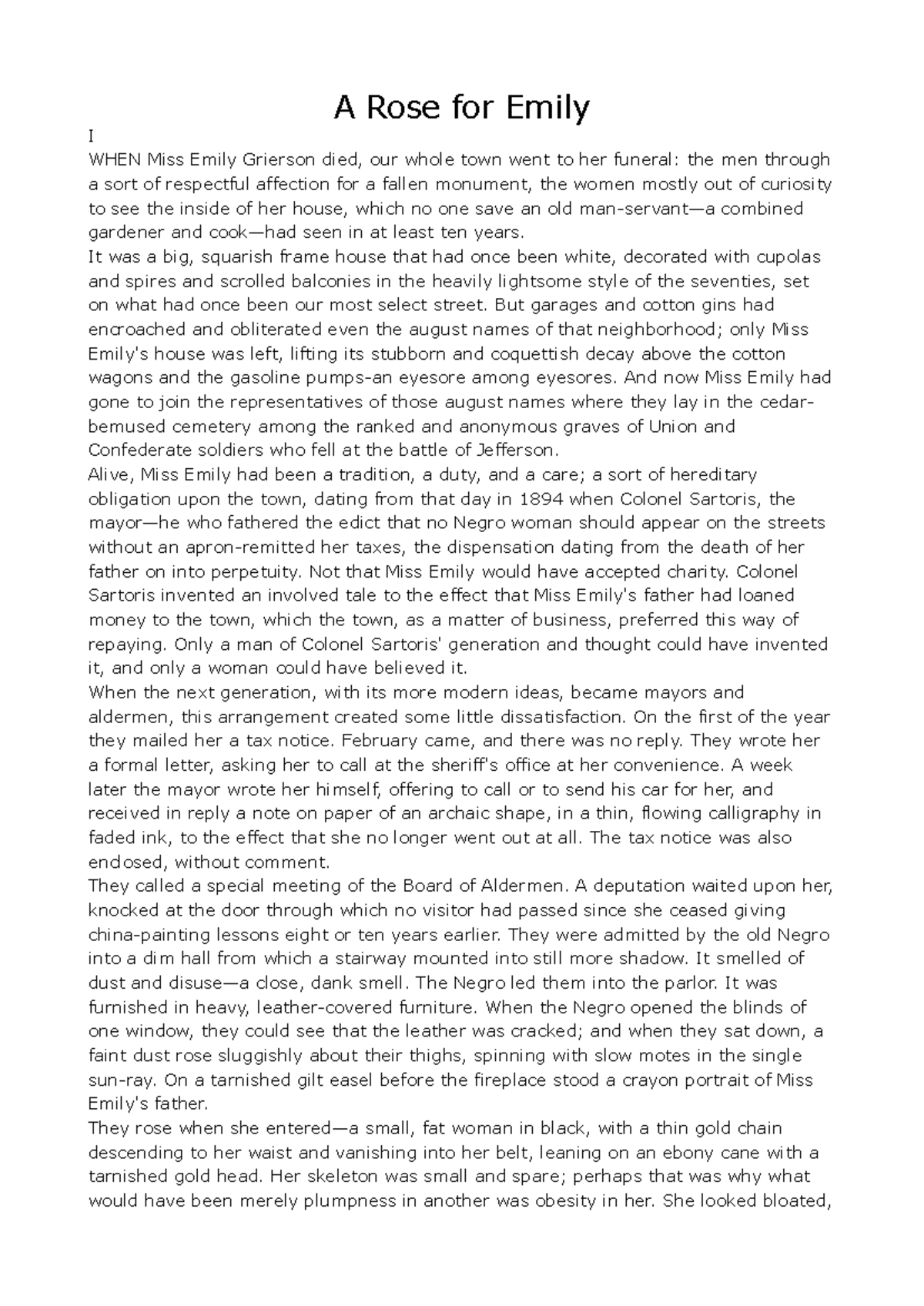 A-Rose-for-Emily-by-William-Faulkner compressed - A Rose for Emily I ...