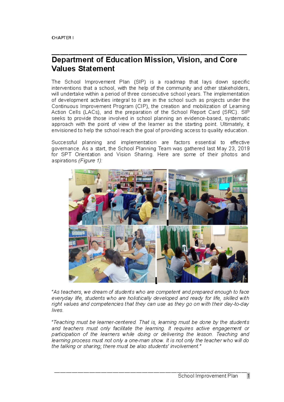 SIP-CY-2021 - Comprehensive School Improvement Plan Overview - Studocu
