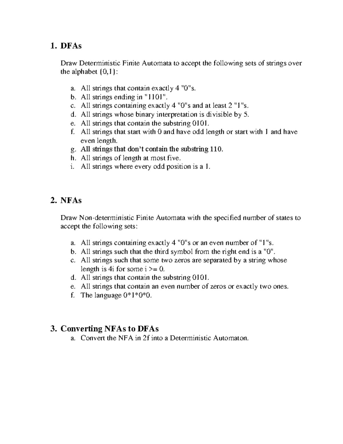 TOC Home Work and working problems - 1. DFAs Draw Deterministic Finite ...