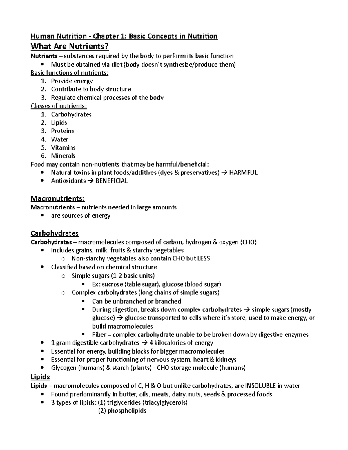 Chapter 1 - Essential Nutrients and Their Functions in Nutrition - Studocu