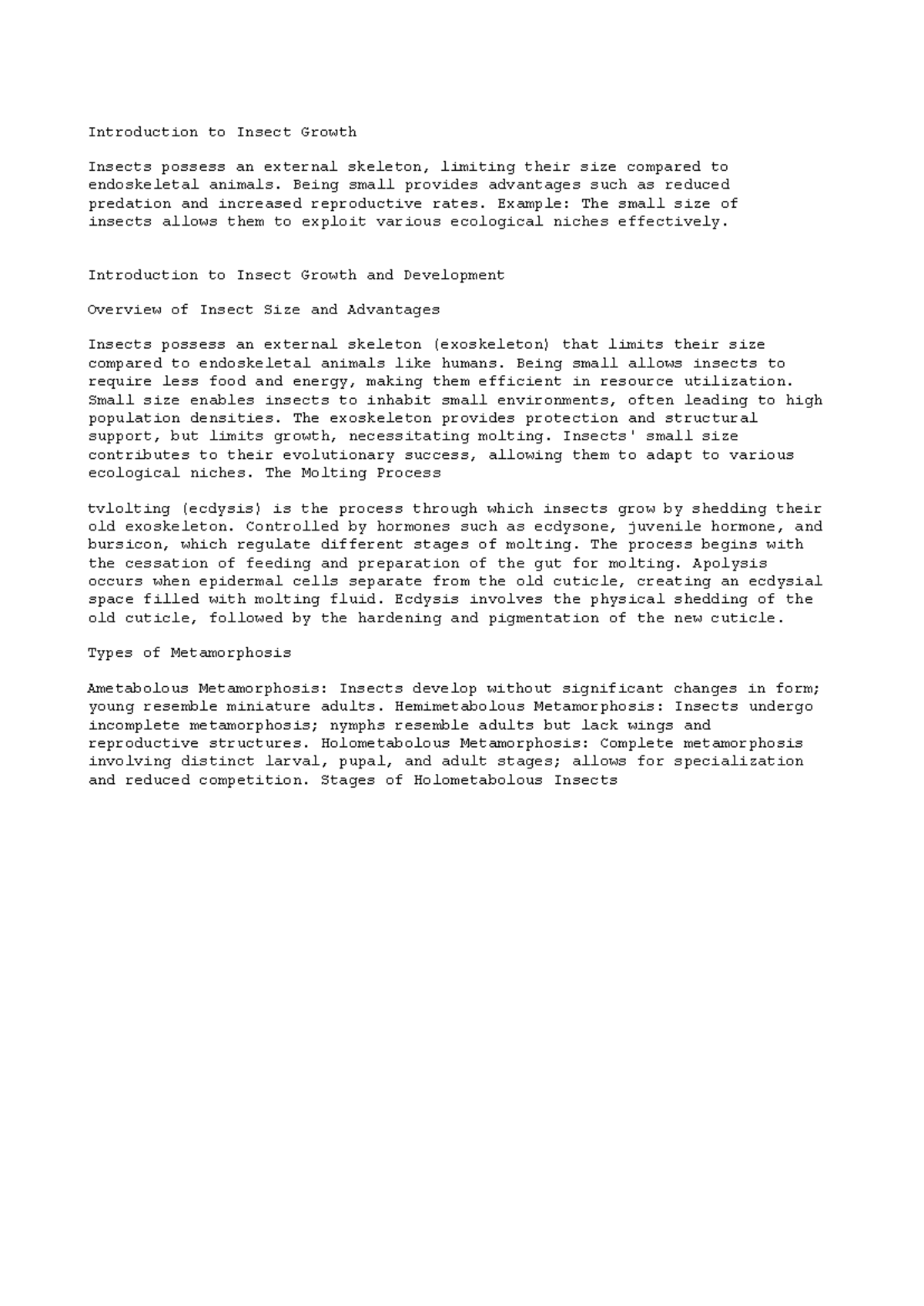 Final Exam Study Guide: Insect Growth & Development (BIO 101) - Studocu