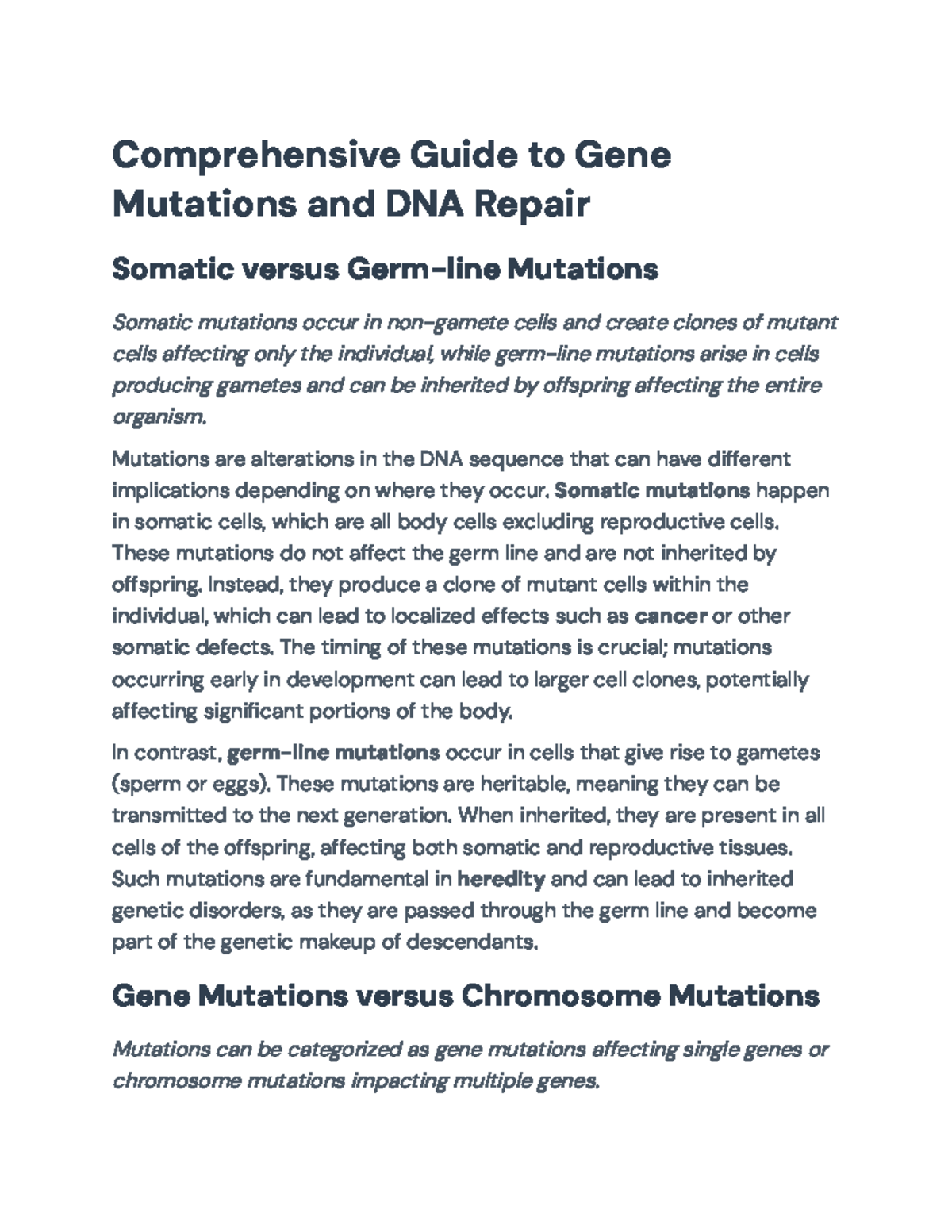 Understanding Gene Mutations and DNA Repair Mechanisms (BIO 101) - Studocu