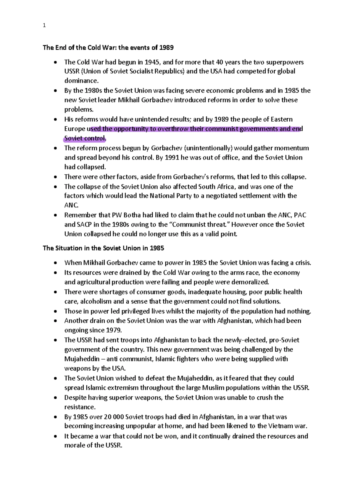 History 2020 G12 Term 1 Revision: Cold War & Black Power Movements ...