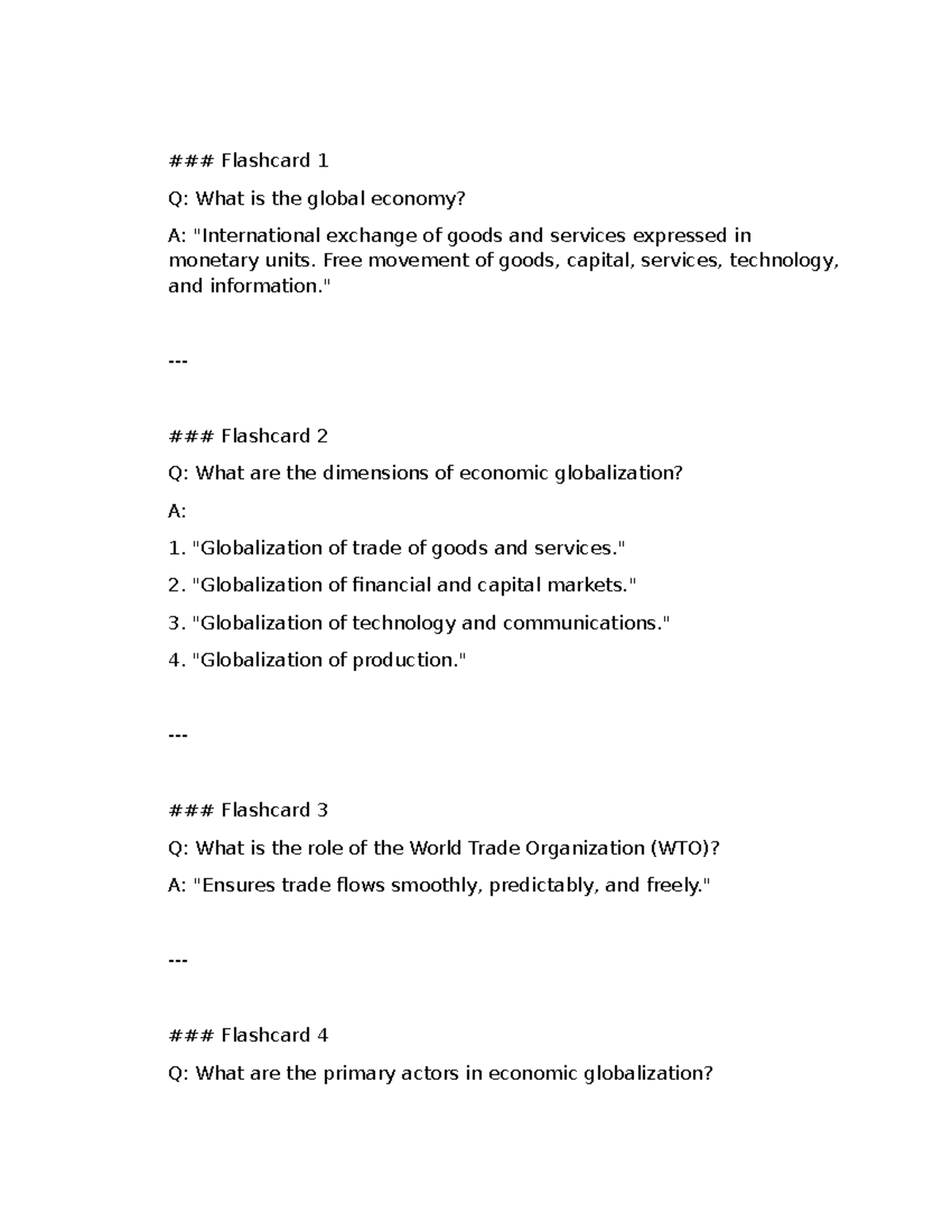 Contemporary Economic Globalization Flashcards (ECO 101) - Studocu