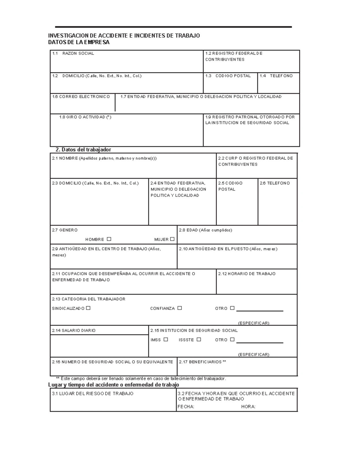 Formato de Recorrido de Inspección de Seguridad e Higiene - NOM 019 ...