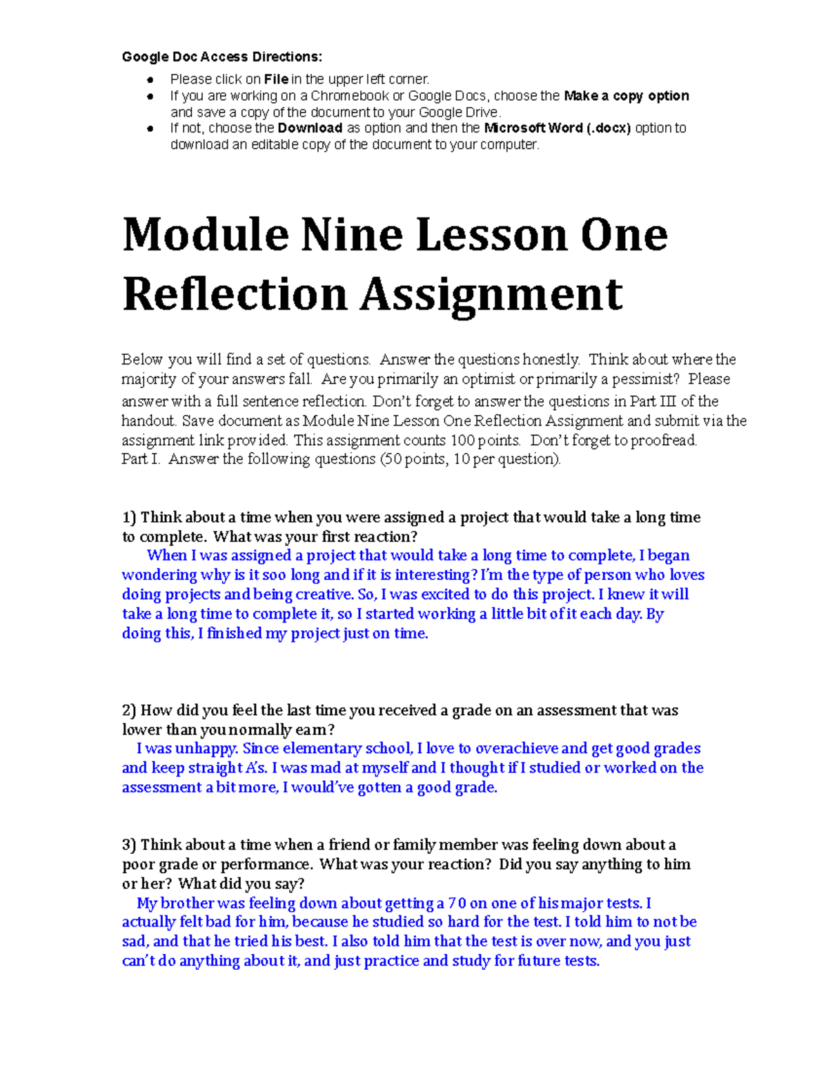 Module 9 Lesson 1 Reflection Assignment Guide - Studocu
