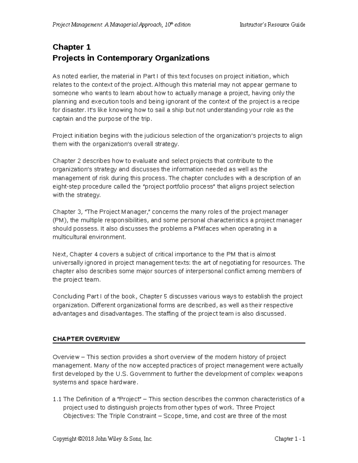 Ch01: Intro to Project Management and Its Principles - Studocu