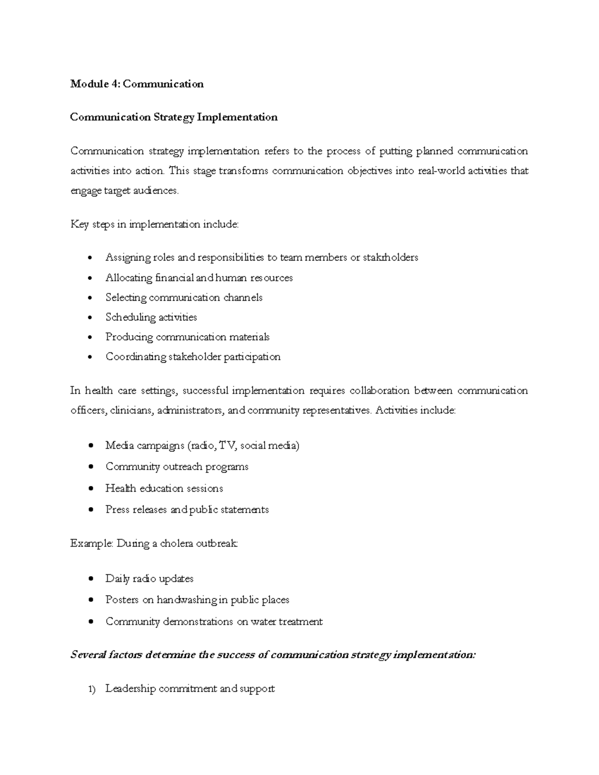 235 Module 4: Communication Strategy Implementation in Health Systems ...