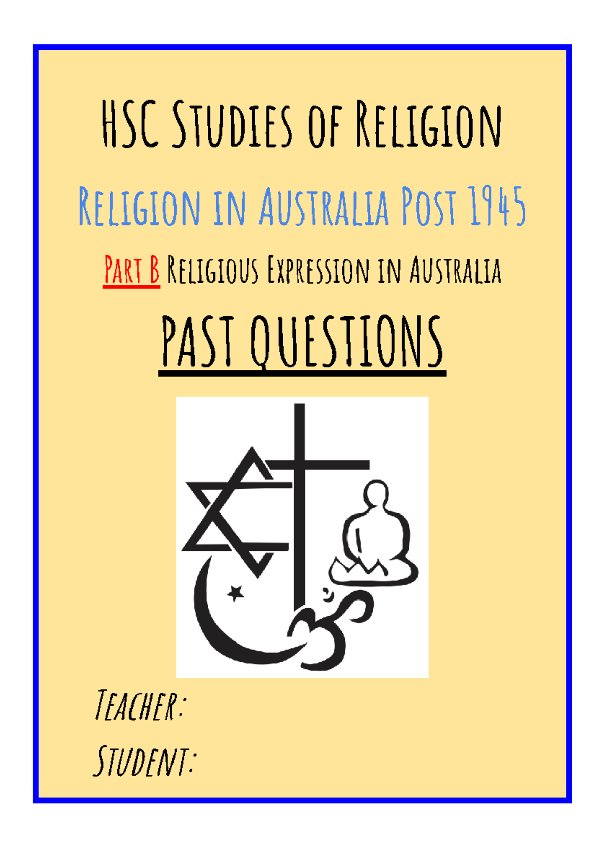HSC Studies of Religion: Past Questions on Religious Expression in ...