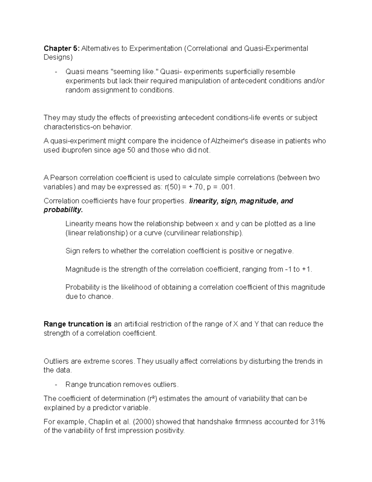 PSY119 -1 Chapter 5: Correlational & Quasi-Experimental Designs Explained - Studocu