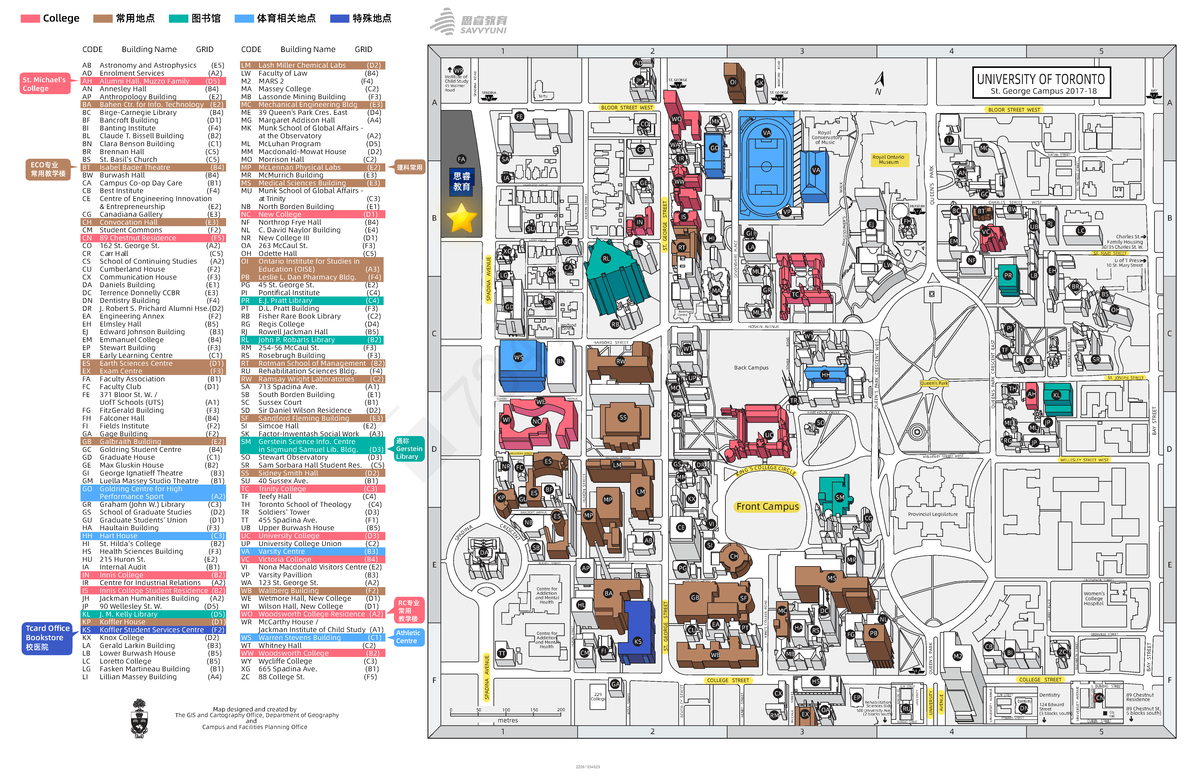 UTSG 校园地图 2017 - St. George Campus Map - Studocu
