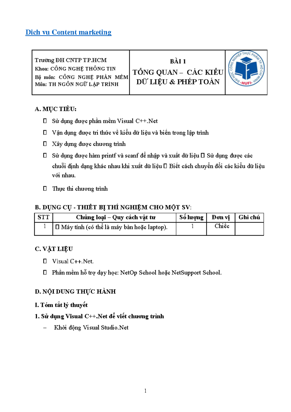 Tổng quan về kiểu dữ liệu và phép toán trong lập trình - TH NGÔN NGỮ ...