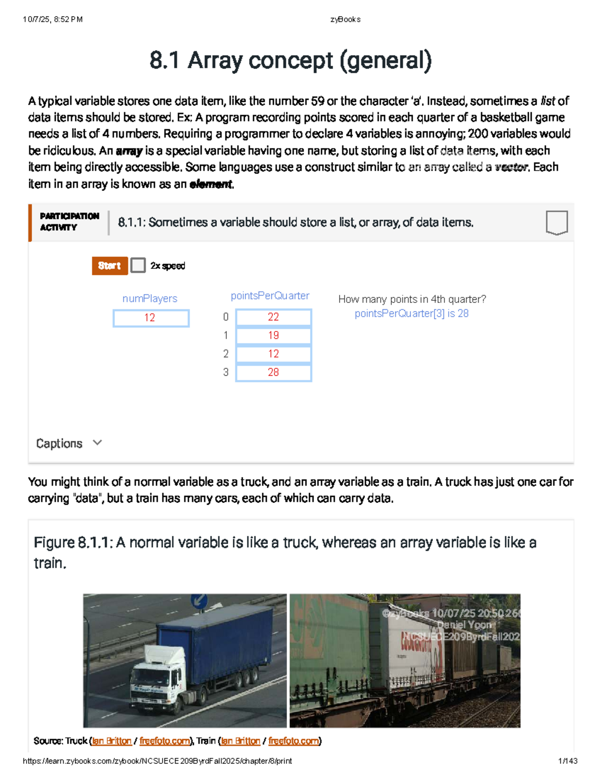 NCSUECE209 Fall 2025 Lecture: Understanding Array Concepts and ...