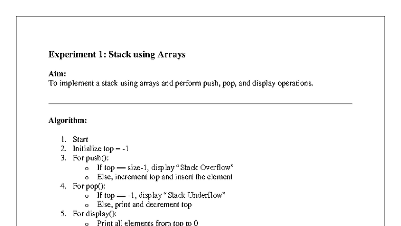 DATA Structure LAB Manual: Stack, Queue, and Deque Implementations ...