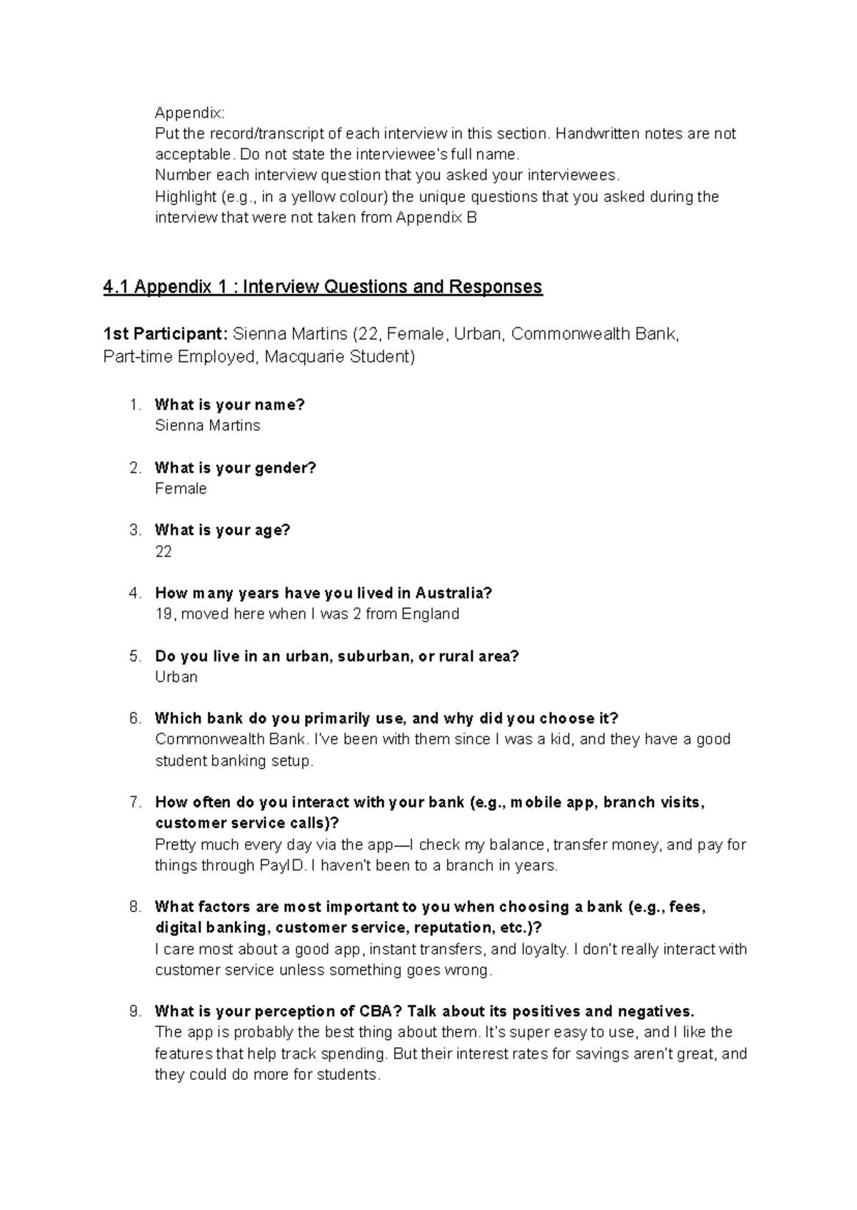 Appendix 1: Interview Questions & Responses for CBA Analysis - Studocu