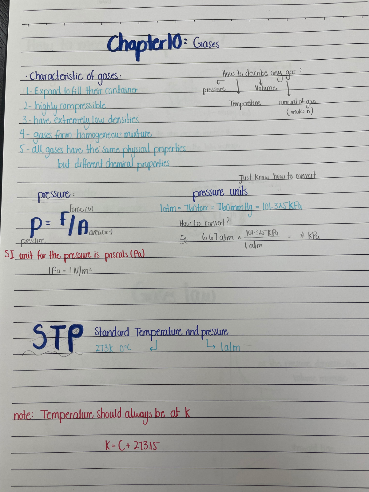 Summary of Chapter on Gases - Key Concepts & Laws (Chem 101) - Studocu