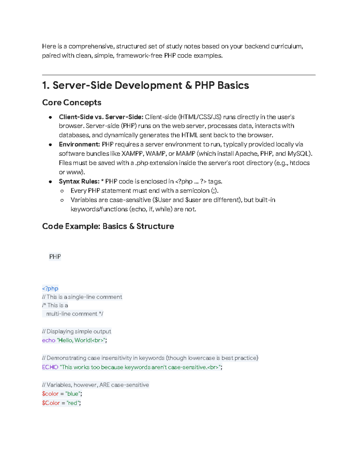 PHP (Web Dev) Comprehensive Study Notes on Core Concepts and Examples ...