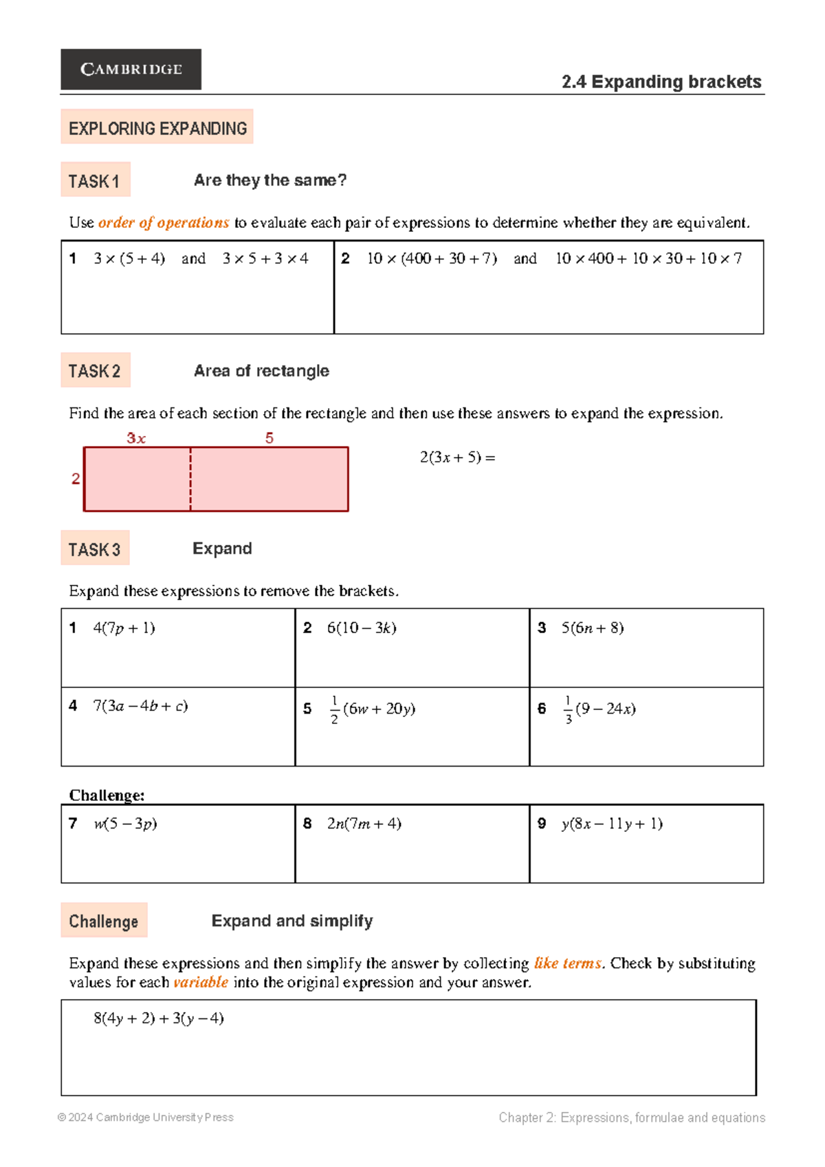 Unit 2.4 Expanding Brackets & Expressions: Key Concepts and Tasks - Studocu