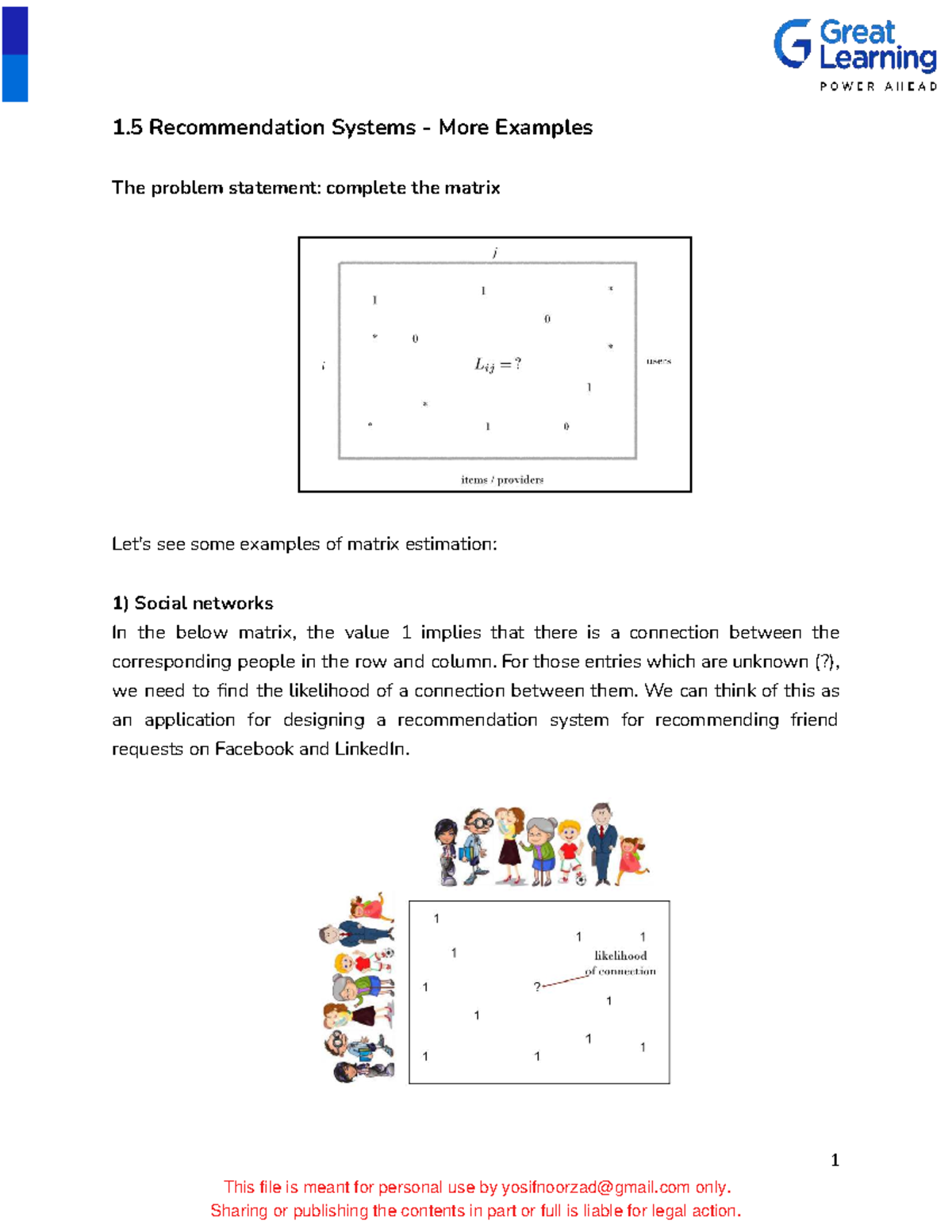 Recommendation Systems: Matrix Estimation Examples (CS101) - Studocu