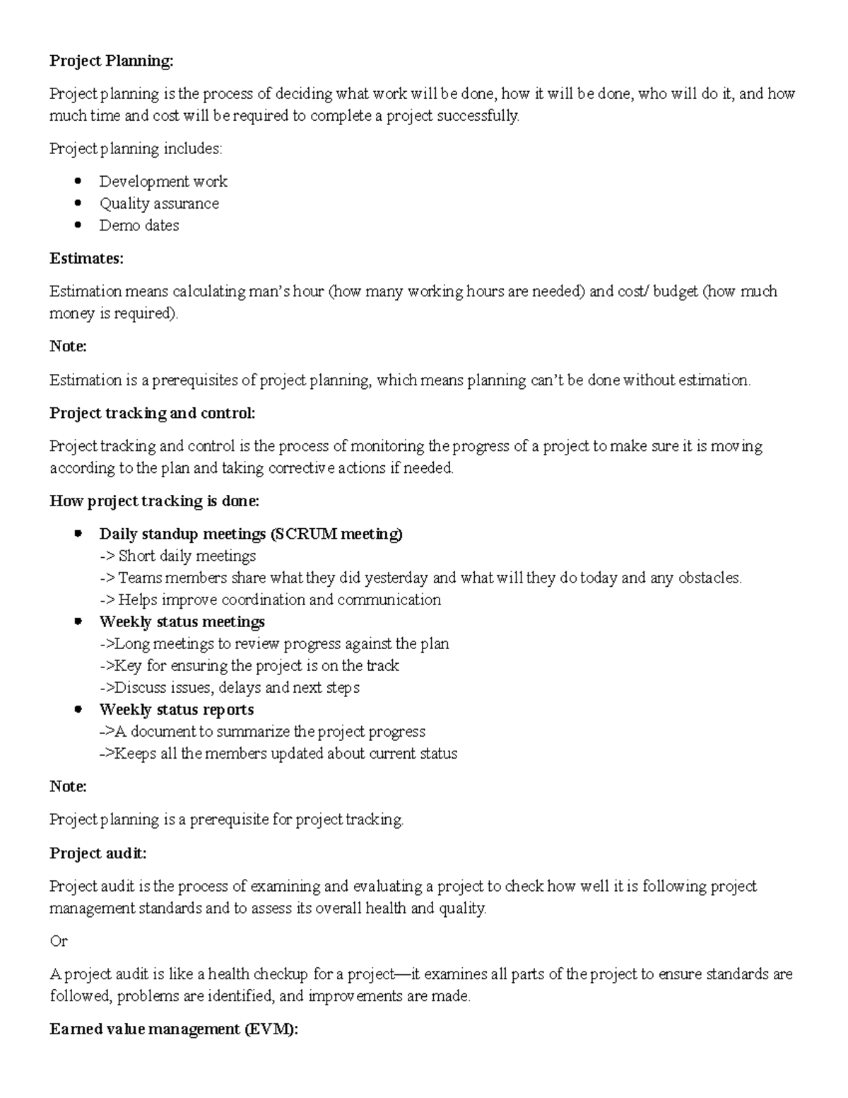 Cs611 Final Exam: Project Planning and Software Quality Assurance Notes ...