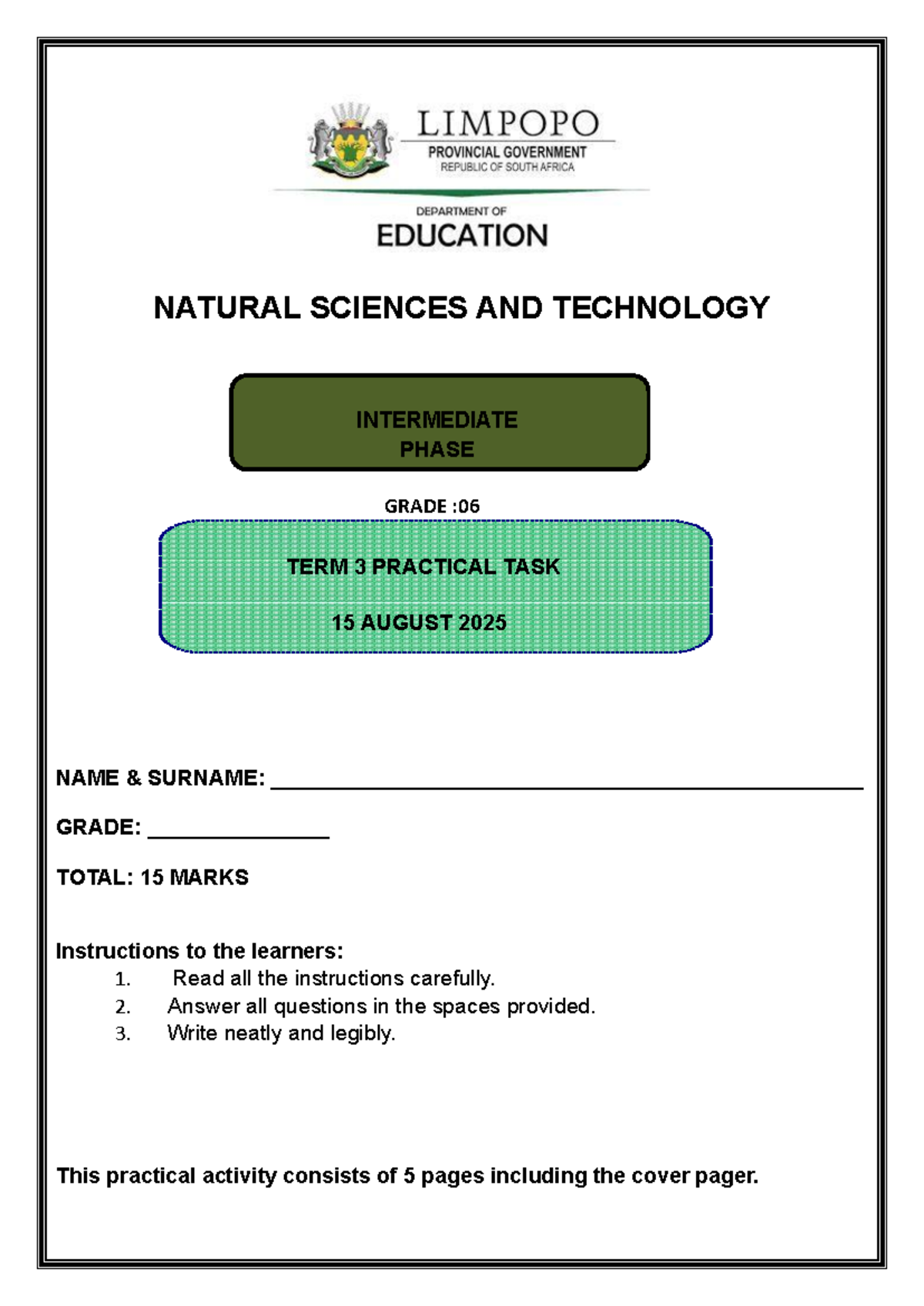 GRD 6 NSTech Practical Task - T3: Energy Use in Appliances - Studocu