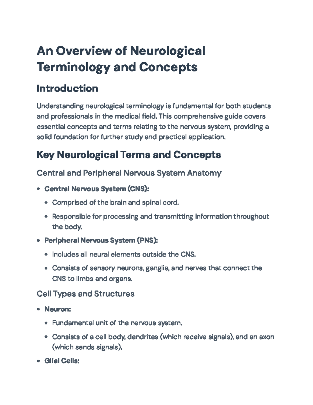 Neurological Terminology Guide for Medical Students (NEURO 101) - Studocu