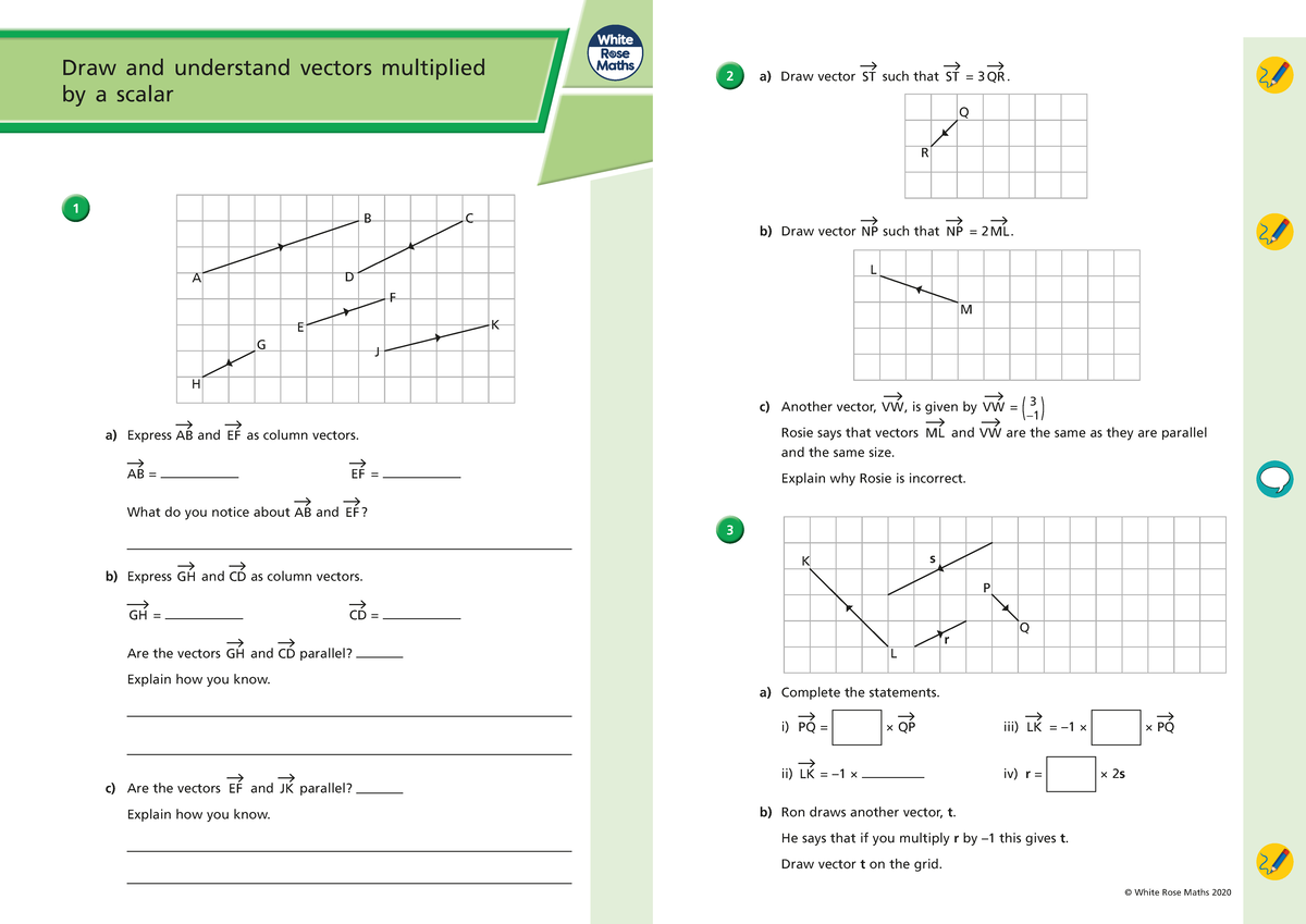 WO3 Draw and understand vectors multiplied by a scalar 2020 - Draw and ...