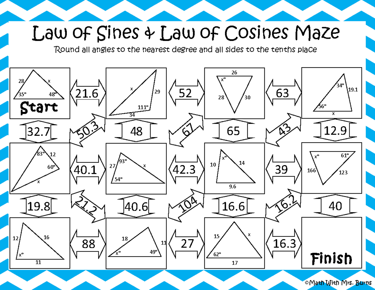 Law of Sines & Law of Cosines Maze Activity Guide - Math 101 - Studocu