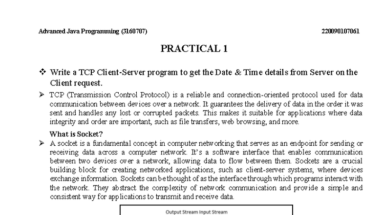 AJP Practical File: TCP & UDP Programming Exercises (3160707) - Studocu
